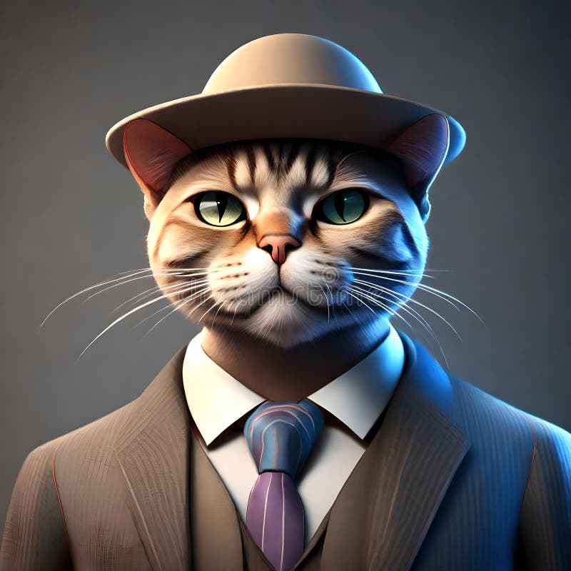 Hyper Realistic Cat Portrait in Modern Dress - NFT Art Stock ...