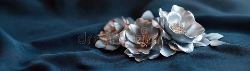 Hyper-realistic Chrome Flowers are Elegantly Displayed on a Soft Black ...