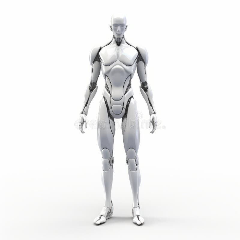 Hyper-realistic Chrome-plated White Robot on Isolated Background Stock ...