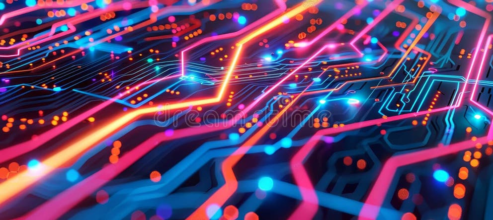 Hyper Realistic Close Up of Glowing Computer Chip Detail with Intricate ...