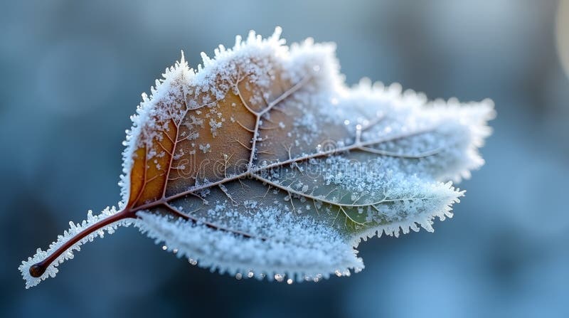 Hyper-Realistic Close-Up of Leaf Encased in Ice Crystals Stock ...