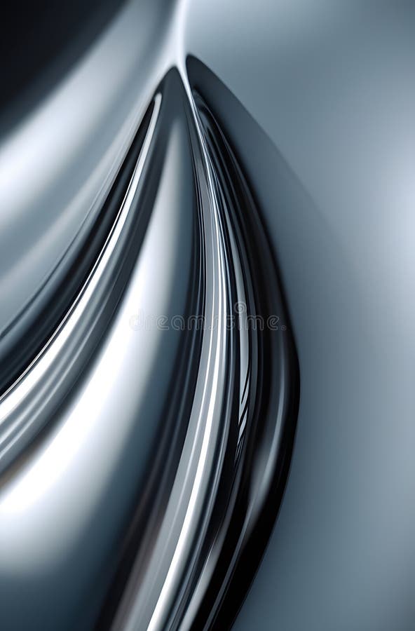 Hyper-realistic Close-up of a Mirror-like Silver Surface with Black ...
