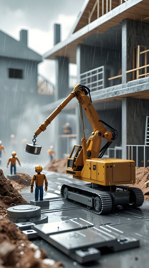 Hyper-realistic Close-up of Tiny Builders Crafting Miniature Homes with ...