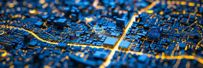 Hyper Realistic Close Up View of Computer Chip with Intricate Circuitry ...