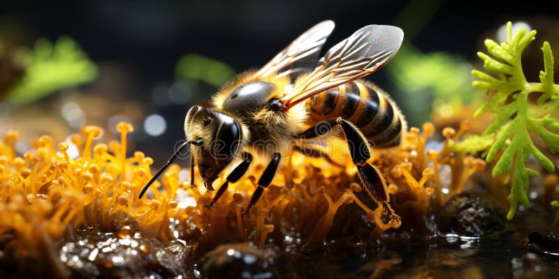 Hyper Realistic Closeup Bee Insect Stock Illustration - Illustration of ...