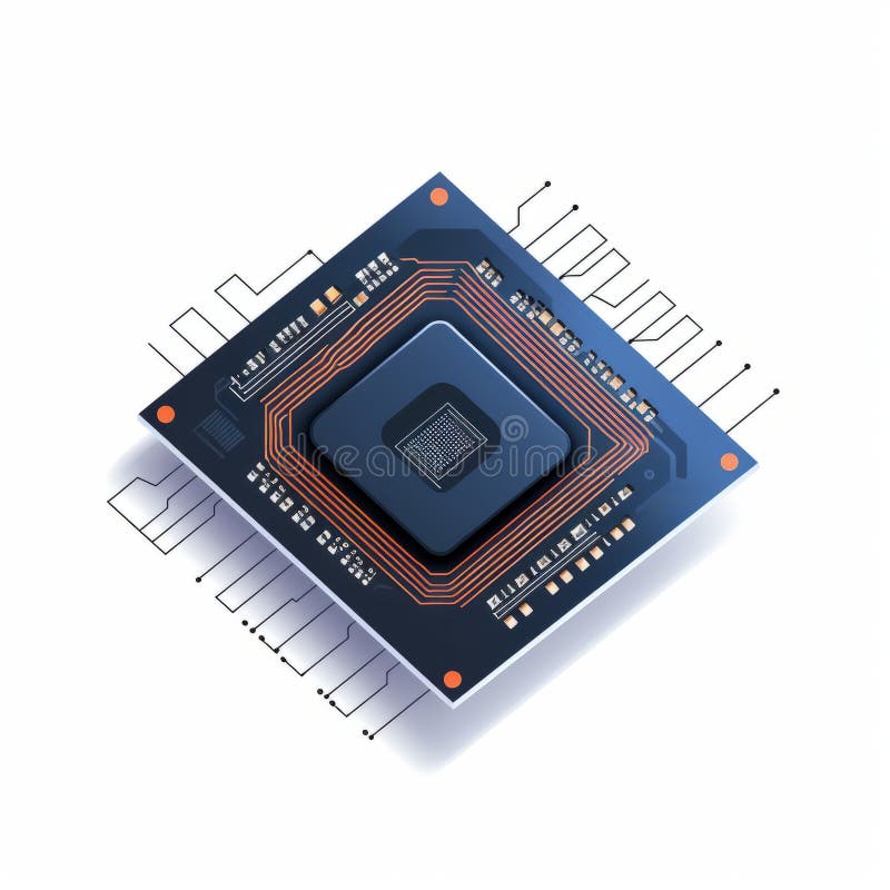 Hyper-realistic Computer Chip Design on White Background Vector Stock ...