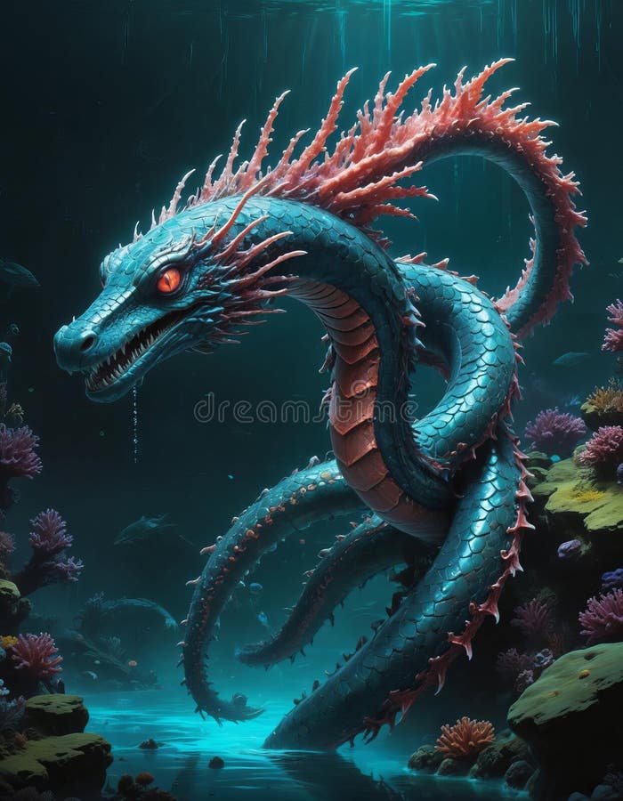 A Hyper-Realistic Cyberpunk Sea Creature Wallpaper Stock Illustration ...