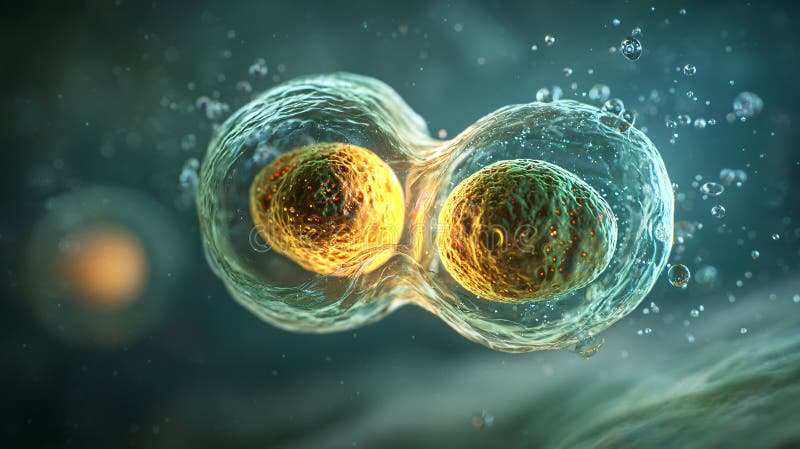 Dual-core Biological Cell during Mitotic Division with Glowing Energy ...