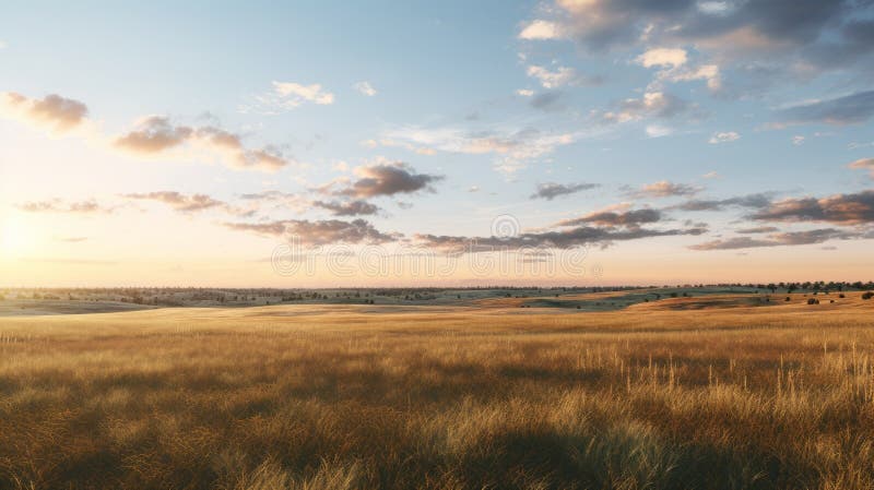 Hyper Realistic 3d Cgi Field in Australian Landscape at Sunset Stock ...