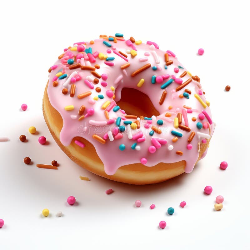 Hyper-realistic 3d Donut Model with Sprinkles on White Background Stock ...