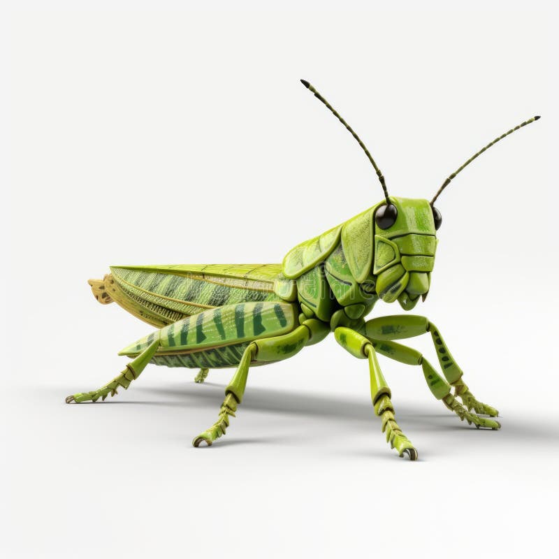 Hyper-realistic 3d Grasshopper on White Background Stock Illustration ...