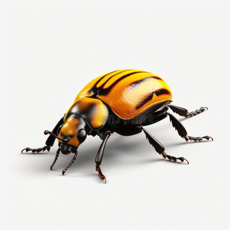 Hyper-realistic 3d Illustration of a Black and Orange Beetle on White ...