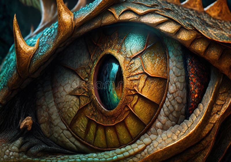 3d Illustration of Dragon Eye in Closeup View Stock Illustration ...