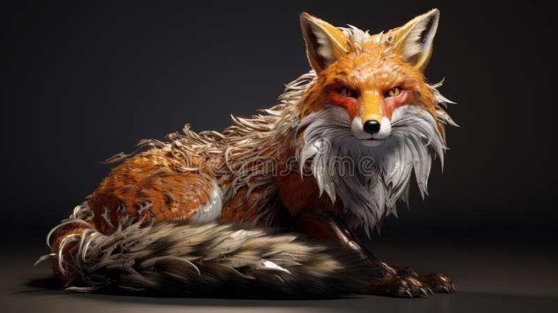 Hyper-realistic 3d Illustration of Fox with Horrific yet Elegant ...