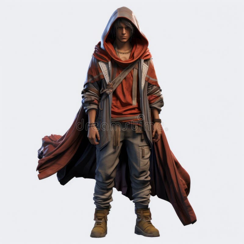 Hyper-realistic 3d Model of Noah in Red Hoodie and Cape Stock ...