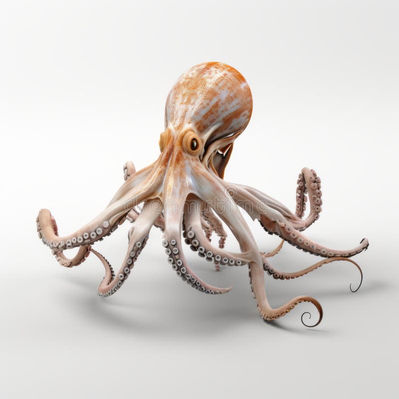 Hyper-realistic 3d Octopus Model on White Background Stock Illustration ...