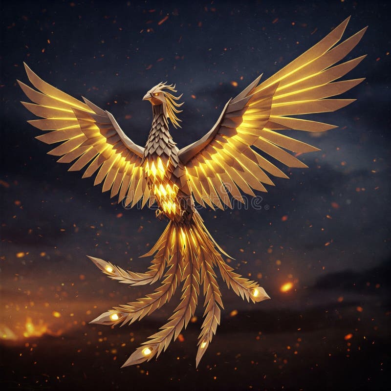 -a Hyper-realistic 3D Origami Phoenix, Designed with Intricate Folds ...