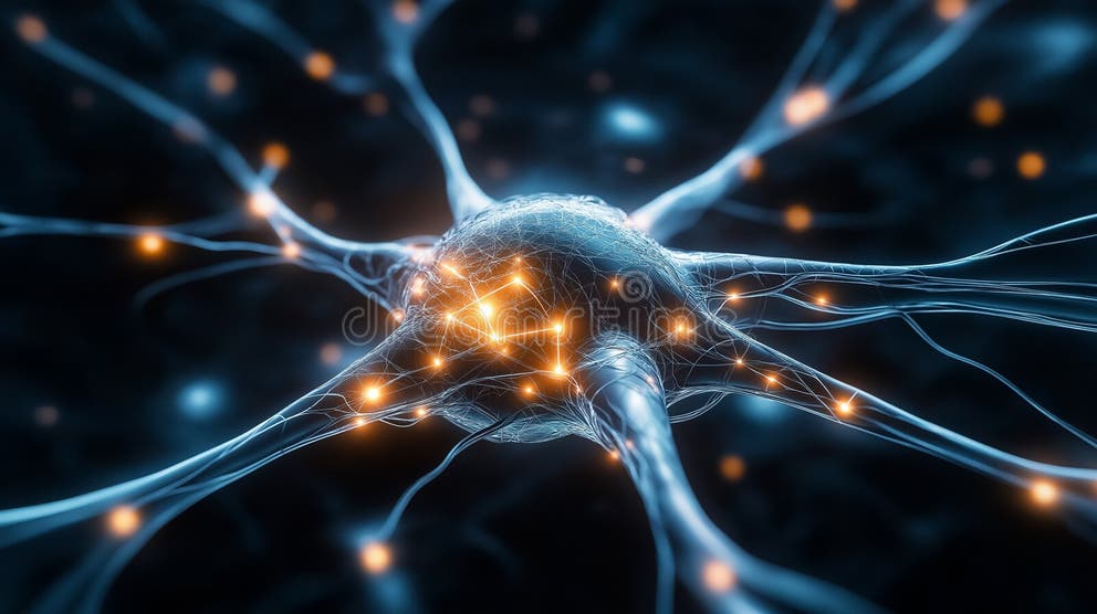 Hyper-realistic 3D Render of an AI Neural Network with Glowing ...