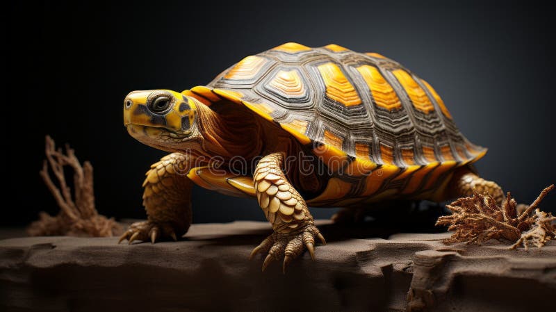 Hyper-realistic 3d Render of Eastern Box Turtle on Rock Stock ...