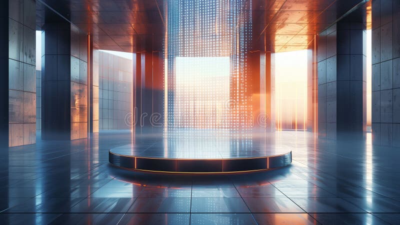 Futuristic Digital Interface with Illuminated Platform Stock ...