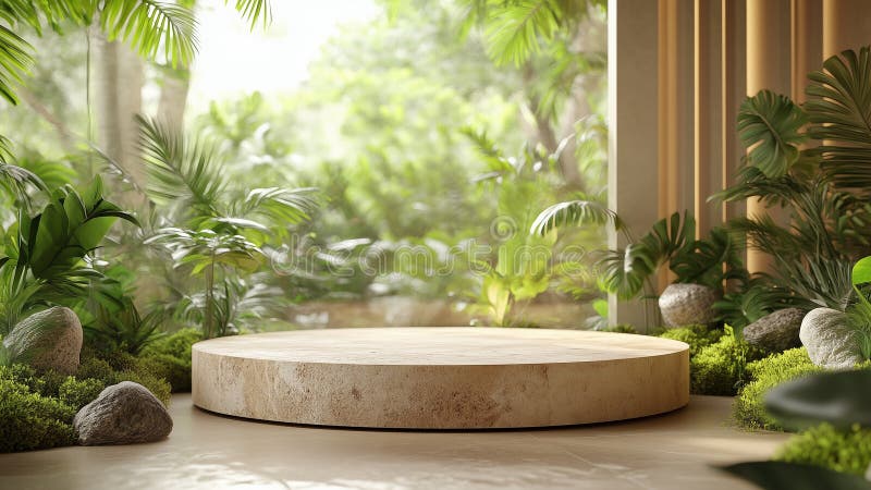 Minimalist Eco Platform in Tropical Indoor Setting Stock Illustration ...