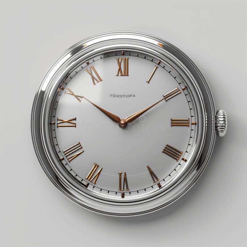 Hyper Realistic 3D Render of Minimalistic Chrome Wall Clock Stock ...