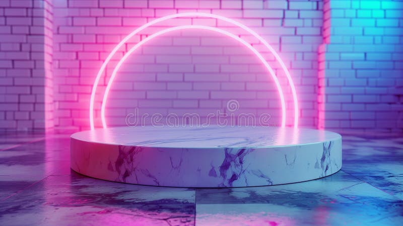 Modern Minimalist Space with Illuminated Marble Platform Stock ...