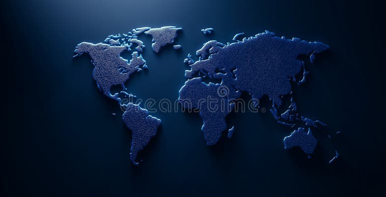 Hyper Realistic 3D World Map Featuring Ocean and Land Textures in Deep ...