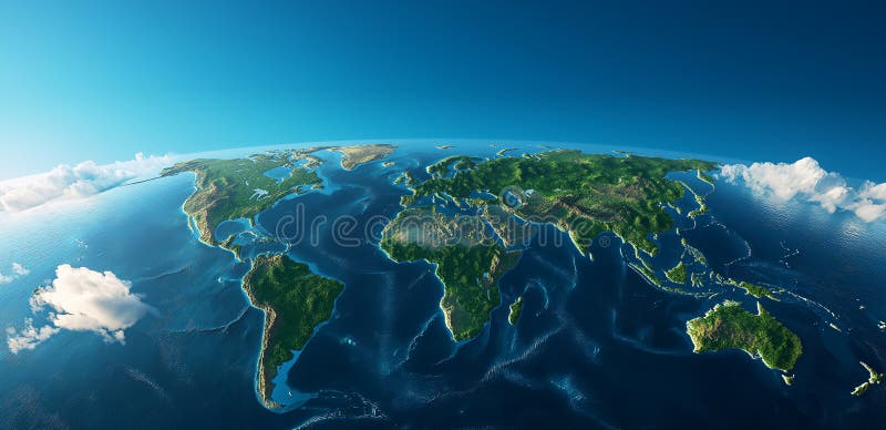 Hyper Realistic 3D World Map Showcasing Detailed Continents and Oceans ...