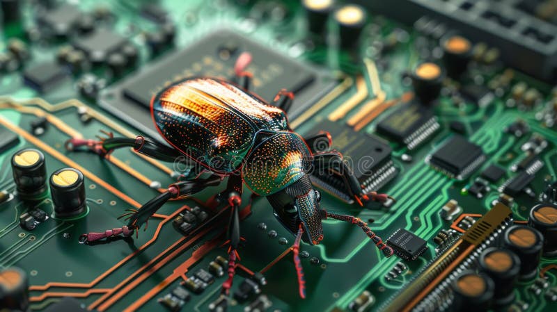 A Hyperrealistic Depiction of a Bug Camouflaged within a Computers ...