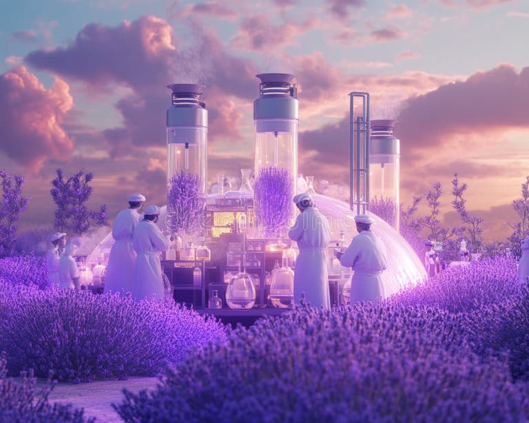 Tiny Scientists Extract Lavender Oil in Miniature Lab Setting Stock ...