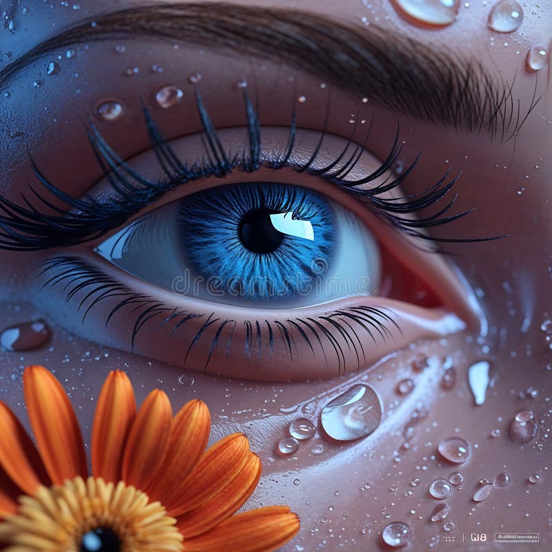 Hyper-Realistic Digital Artwork of Blue Human Eye with Intricate ...