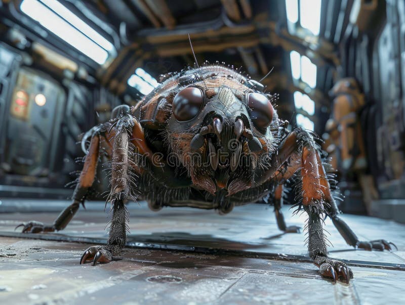 Hyper Realistic Digital 3D Render of a Giant Cybernetic Spider in a ...