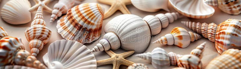 Hyperrealistic Digital Painting of Various Sea Shells Stock ...