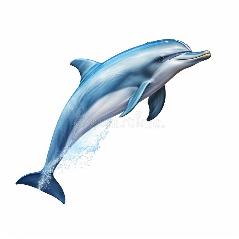 Hyper-realistic Dolphin Illustration on White Background Stock ...