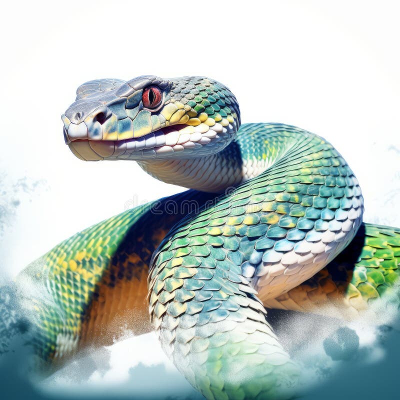 Hyper-realistic Double Exposure Snake Illustrations on White Background ...