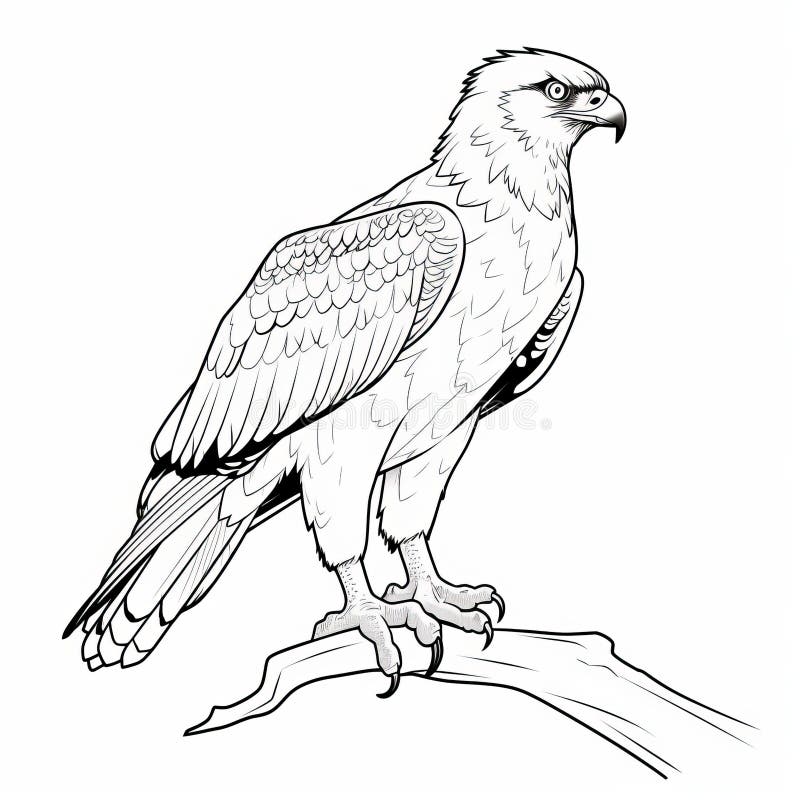 Osprey Outline Coloring Page for Children Stock Illustration ...