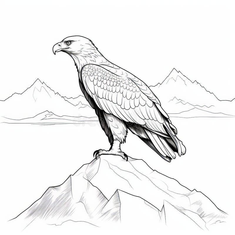 Hyper-realistic Eagle Coloring Pages with Stunning Mountainous Vistas ...