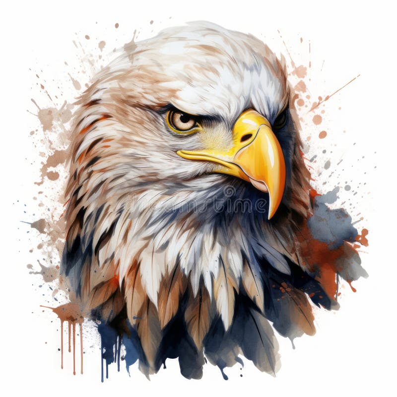 Hyper-realistic Eagle Illustration: Navy and Amber Tattoo Design Stock ...