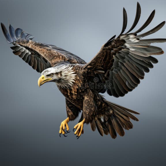 Hyper-realistic Eagle Soaring in Ultra Hd with White Background Stock ...