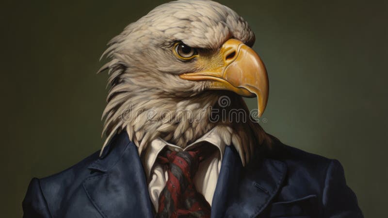 Hyper-realistic Eagle in Suit Jacket: Digital Painting Concept Art ...
