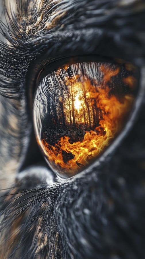 A Hyper-realistic Extreme Close-up of an Animals Eye Reflecting a ...