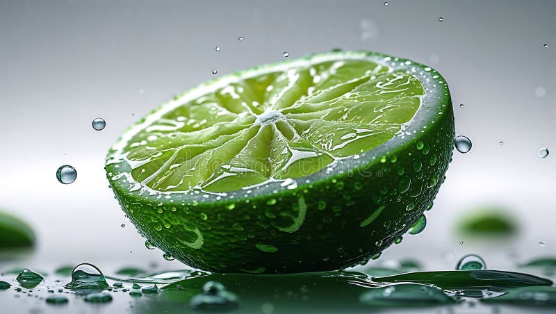 Hyper Realistic Fresh Lime Splash with Glossy Droplets Stock ...