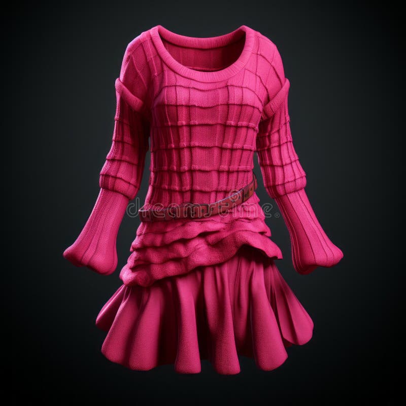 Hyper Realistic Fuchsia Dress: Detailed 3d Object with Colorful ...