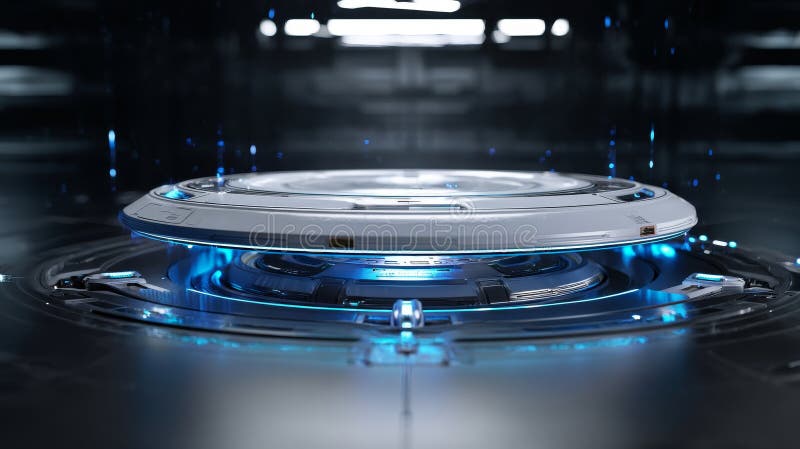 Hyper Realistic Futuristic Metallic Circle Platform with Glowing ...