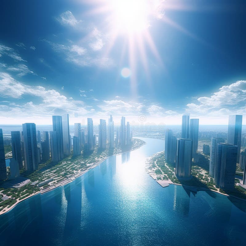 Hyper Realistic Futuristic Minimalist Cityscape Generative AI Stock ...