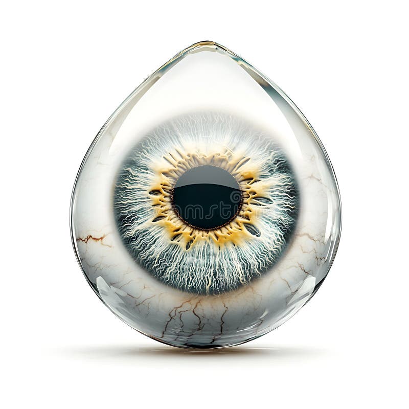 Hyper Realistic Glass Eyeball Teardrop Shaped on White Background ...