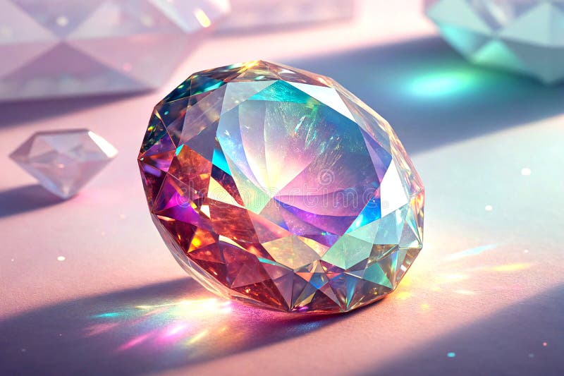 Hyper-realistic Glowing Crystal with Prismatic Rainbow Colors and Light ...