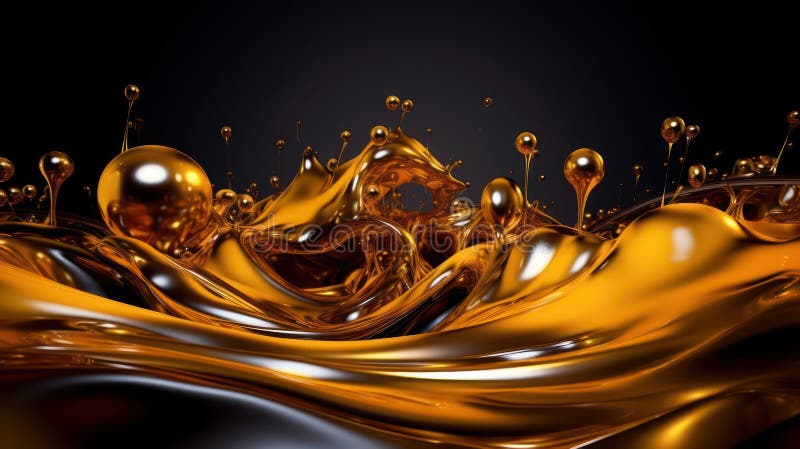 Hyper-Realistic Gold Liquid Abstraction in Baroque Style . Stock ...
