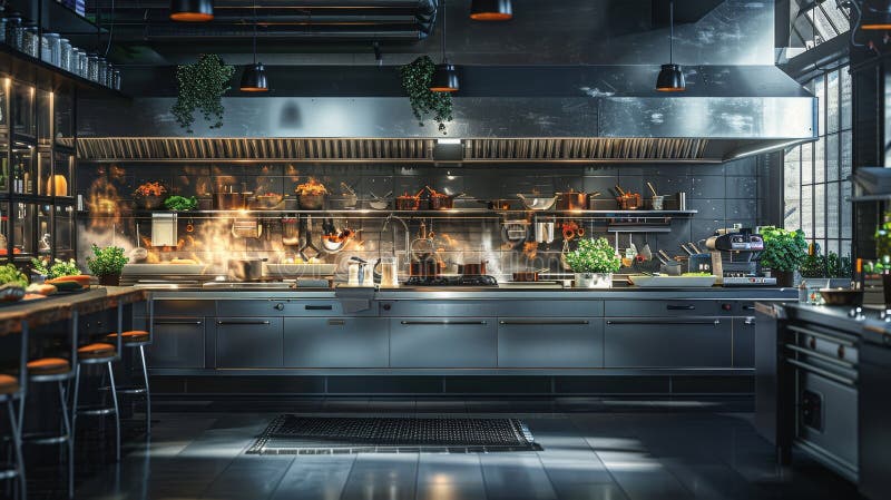 Hyper Realistic Gourmet Kitchen Scene with Fresh Ingredients, Gleaming ...